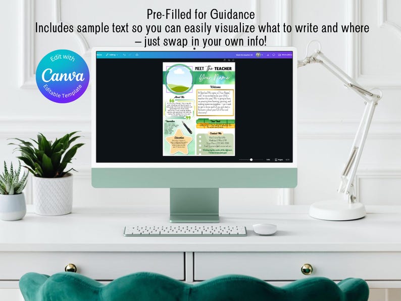 Editable Meet the Teacher Template: Calming Green Theme (canva Design ...