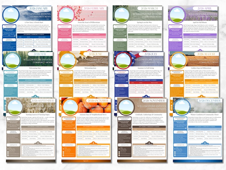 Modern HOA Newsletter Template Bundle | 36 Editable Canva Pages ...