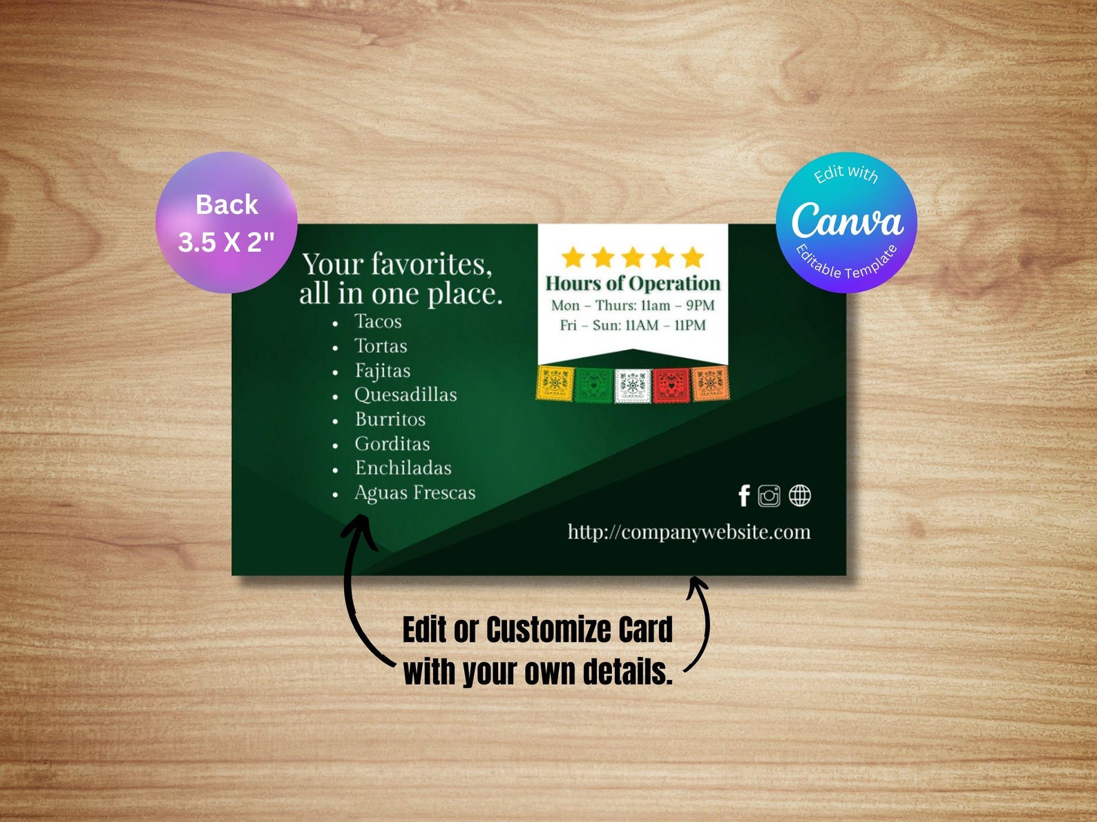 Custom Taqueria Business Card | Taco Truck & Catering | Modern Mexican ...