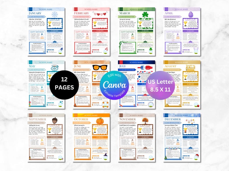 Editable School Newsletter Template: Monthly Classroom Updates (canva ...