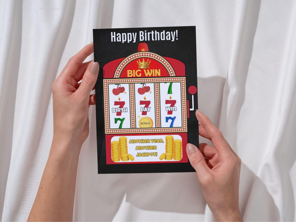 Casino Birthday Card | Printable Birthday Card | Fun Slot Machine Theme ...