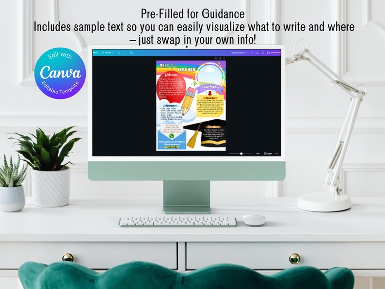 Meet the Teacher Template | Editable Canva Rainbow Design | Back to ...