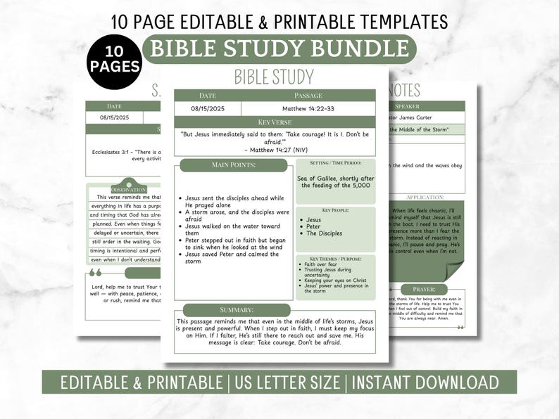 Printable Bible Study Journal Bundle: Scripture, Prayer, Sermon Notes ...