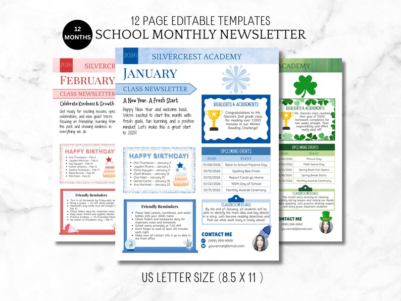 Editable School Newsletter Template: Monthly Classroom Updates (canva ...