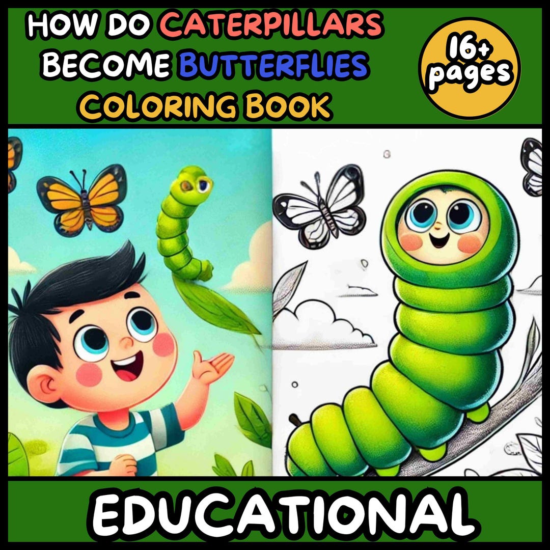 Fun STEM Coloring Book, Printable Caterpillar Craft, Kids Science ...