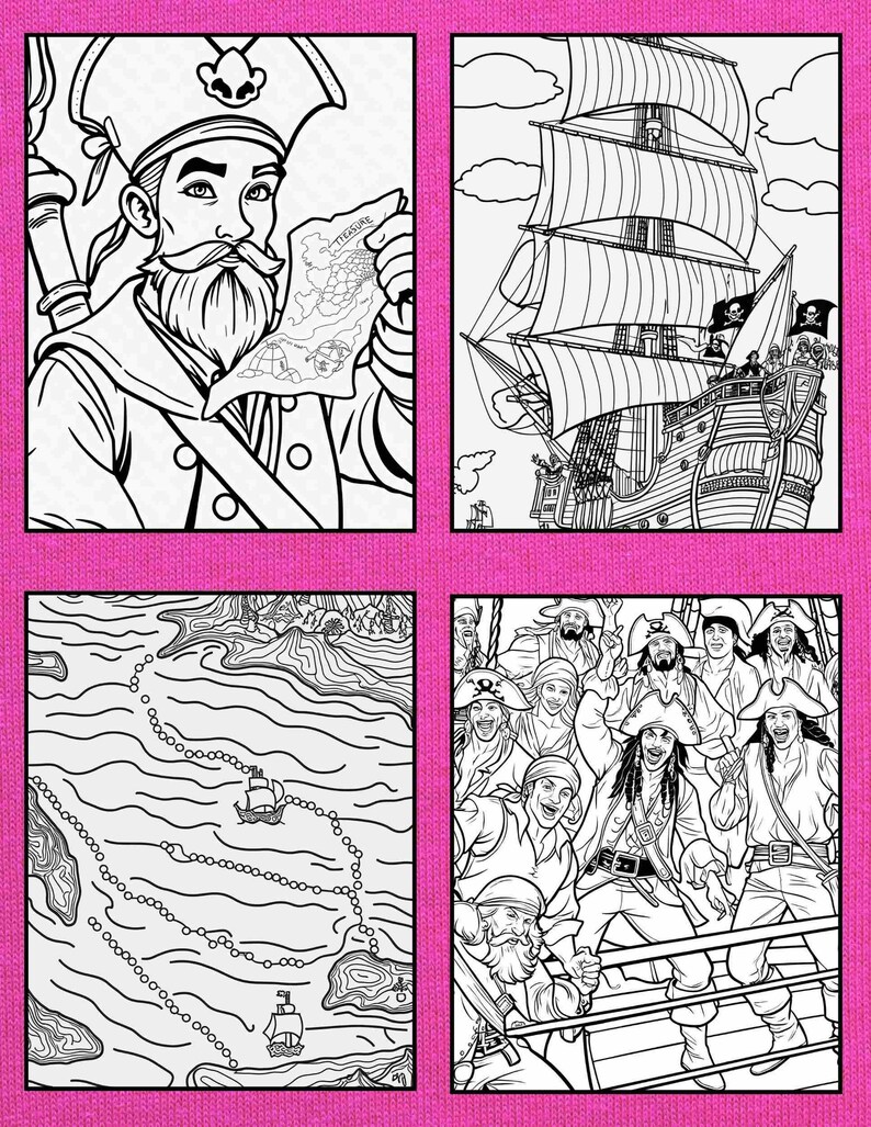 Pirate Treasure Hunt Cute Cozy Comfy Mindful Coloring Book Adventure ...