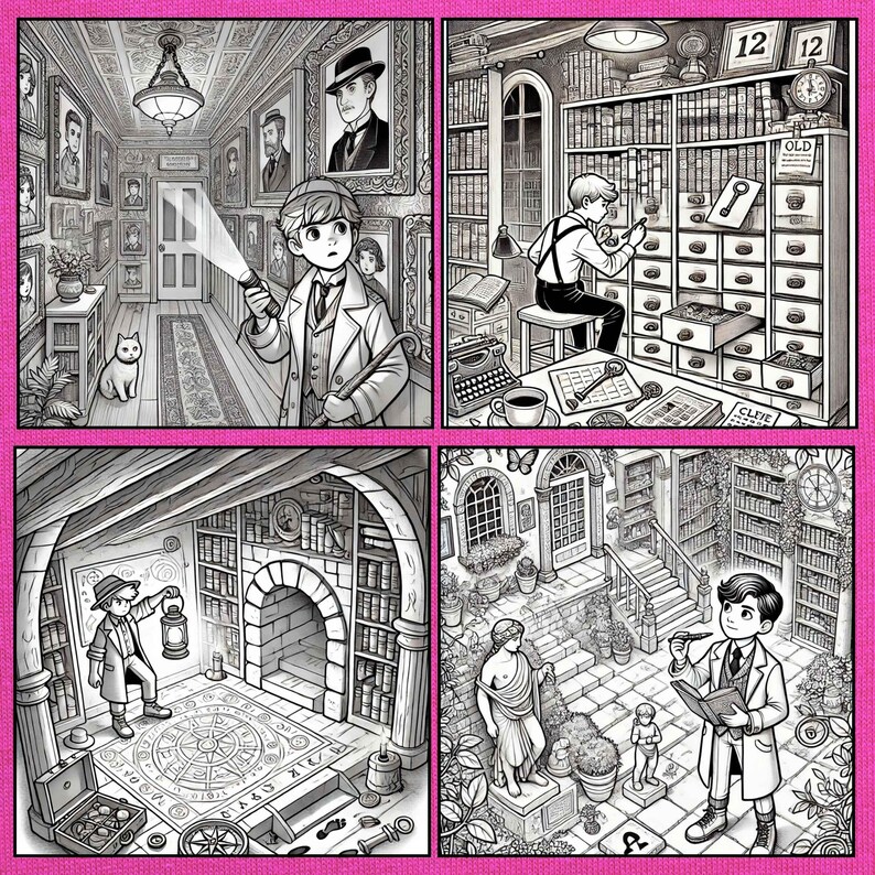 Library of Clues: Mystery Coloring Book for Adults | Printable Puzzle ...