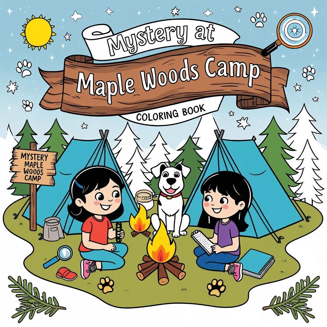 Mystery at Maple Woods Camp | Cozy Detective Adventure Coloring Book ...