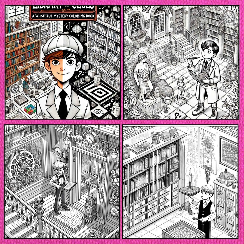 Library of Clues: Mystery Coloring Book for Adults | Printable Puzzle ...