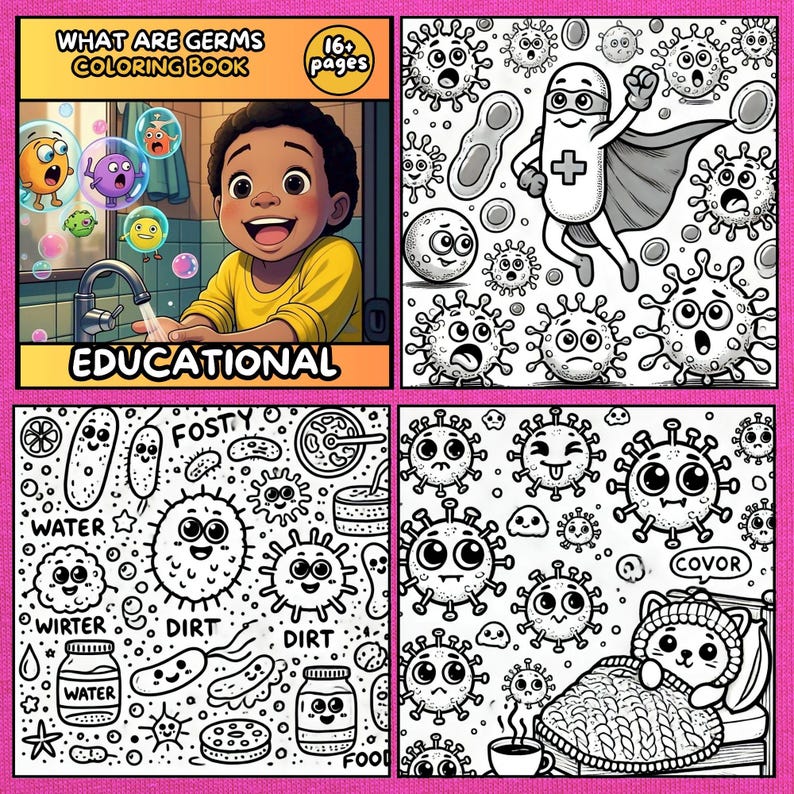STEM Coloring for Kids, Science of Germs, Printable Activity Book, What ...