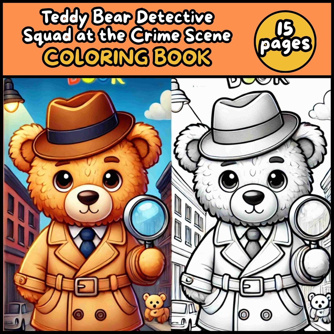 Cozy Crime Scene Coloring Book: Bear Detective Adventure (PDF) - Etsy