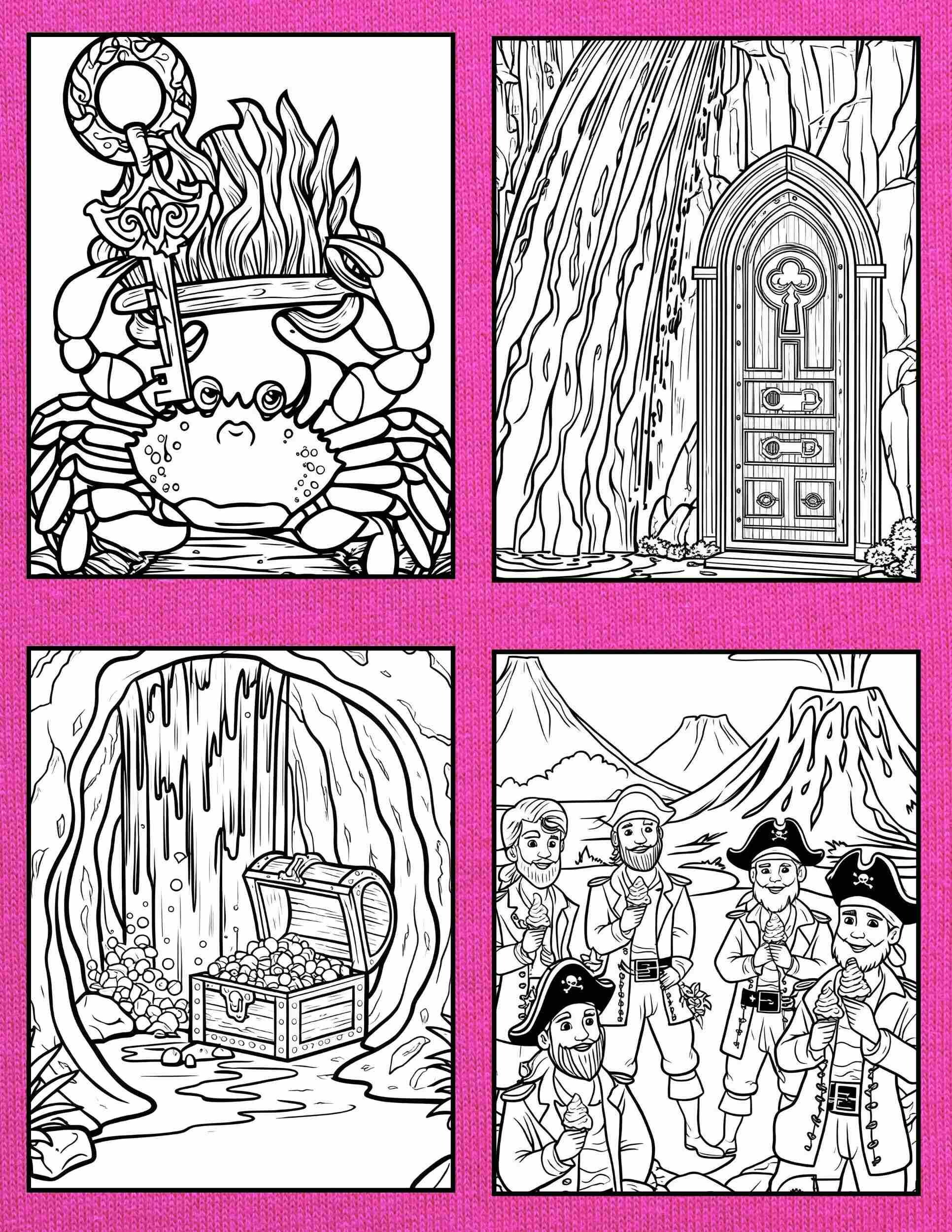 Pirate Treasure Hunt Cute Cozy Comfy Mindful Coloring Book Adventure ...