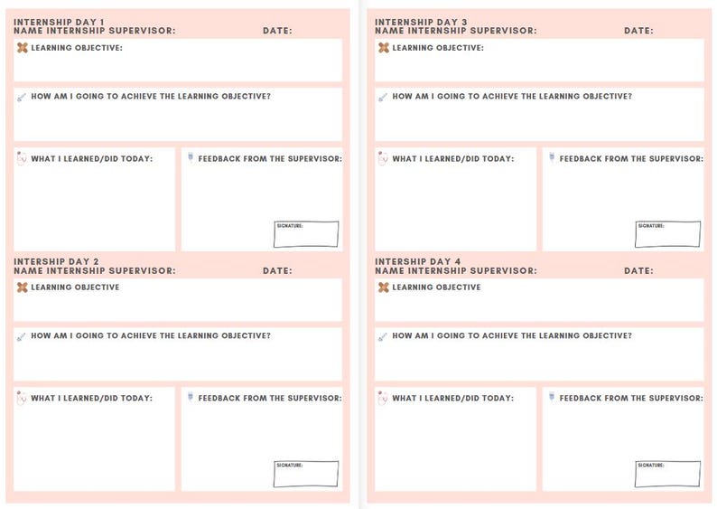 Nursing Internship Logbook Template for Proof of Work & Clinical ...