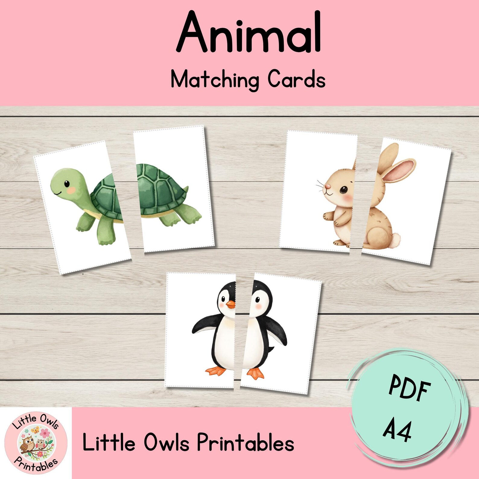 Animals Matching Game for Kids, Farm Safari Matching Activity, Animals ...