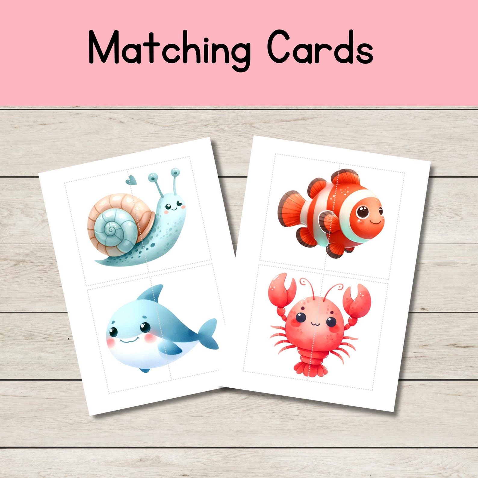 Under the Sea Matching Game for Kids, Sea Animals Matching Activity ...