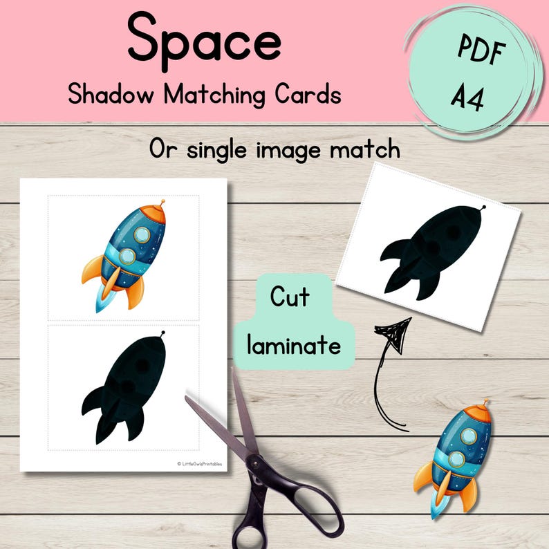 Space Theme Shadow Matching Game- Toddler Activities- Preschool ...