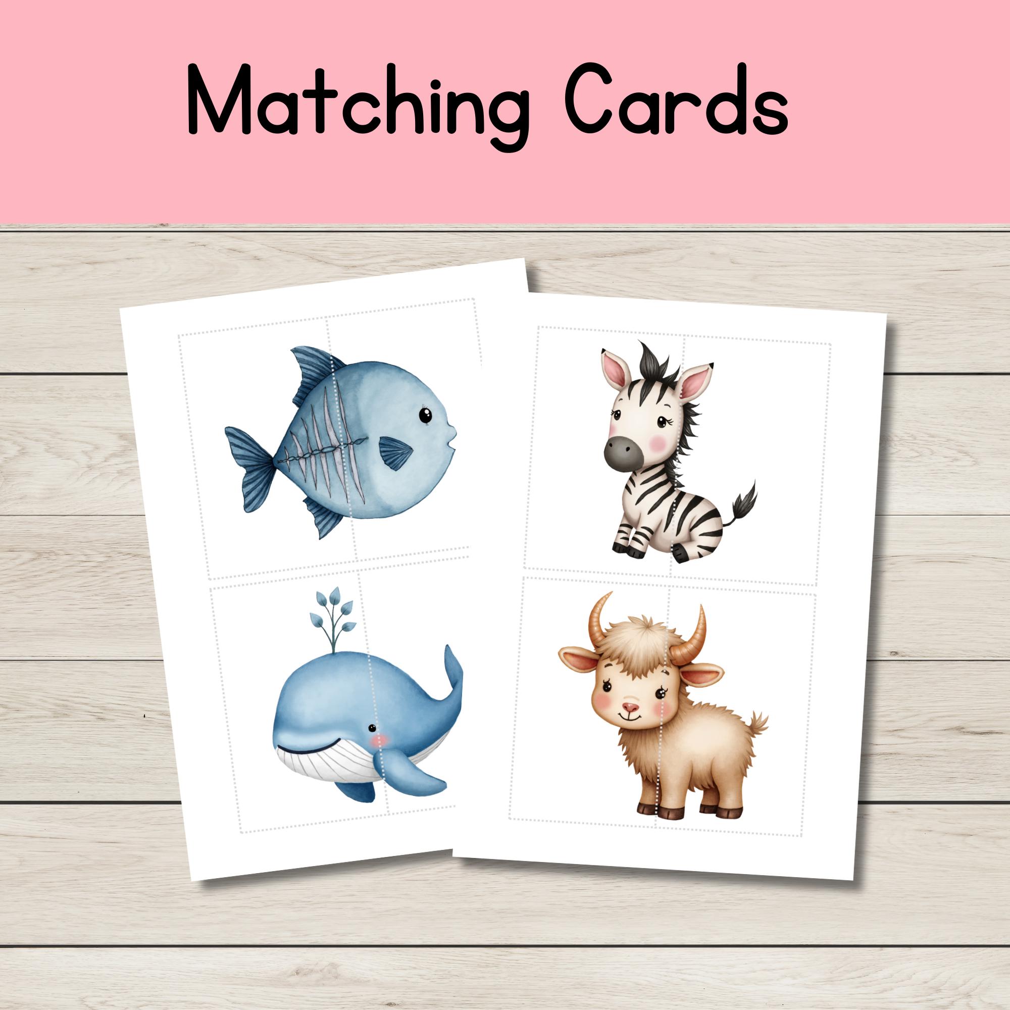 Animals Matching Game for Kids, Farm Safari Matching Activity, Animals ...