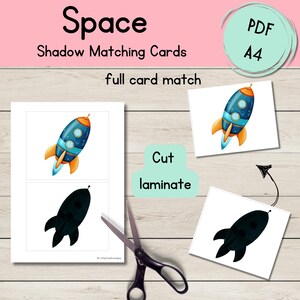 Space Theme Shadow Matching Game- Toddler Activities- Preschool ...