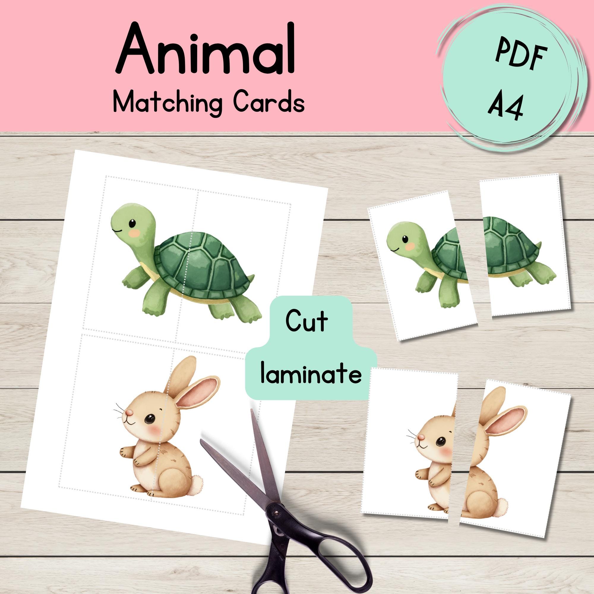 Animals Matching Game for Kids, Farm Safari Matching Activity, Animals ...