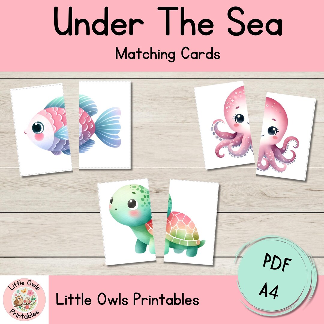 Under the Sea Matching Game for Kids, Sea Animals Matching Activity ...
