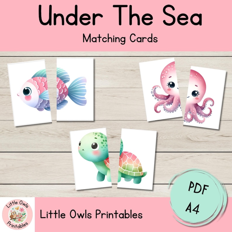 Under the Sea Matching Game for Kids, Sea Animals Matching Activity ...