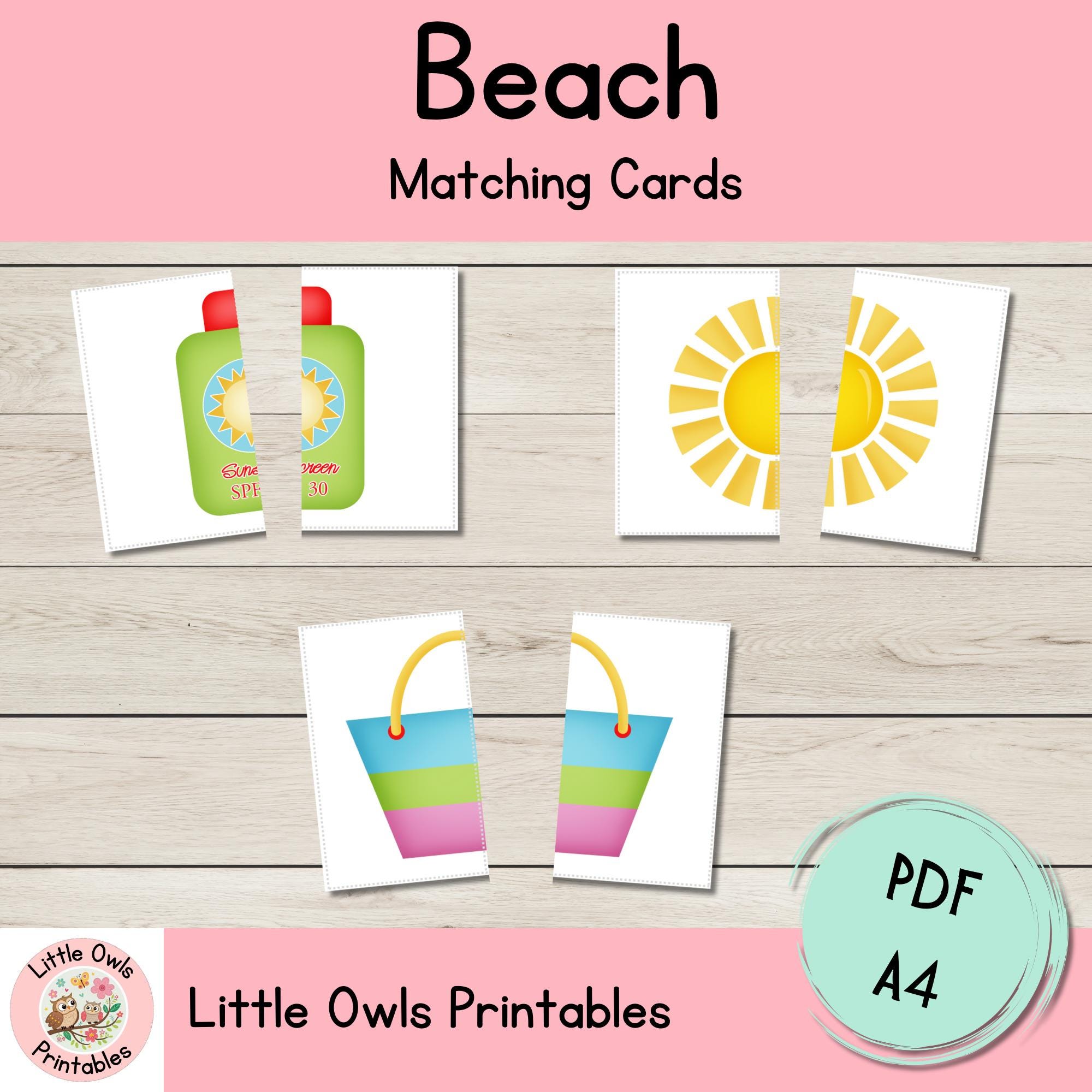 Beach Theme Matching Game, Summer Matching Activity, Animals Games ...