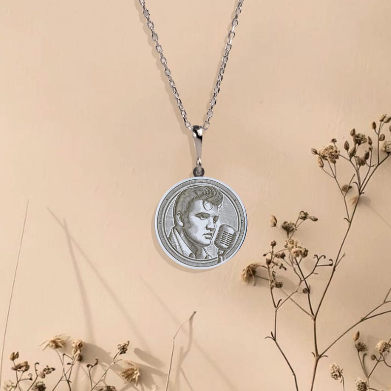 Sterling Silver Elvis Presley Medallion Necklace: Rock and Roll Legend ...