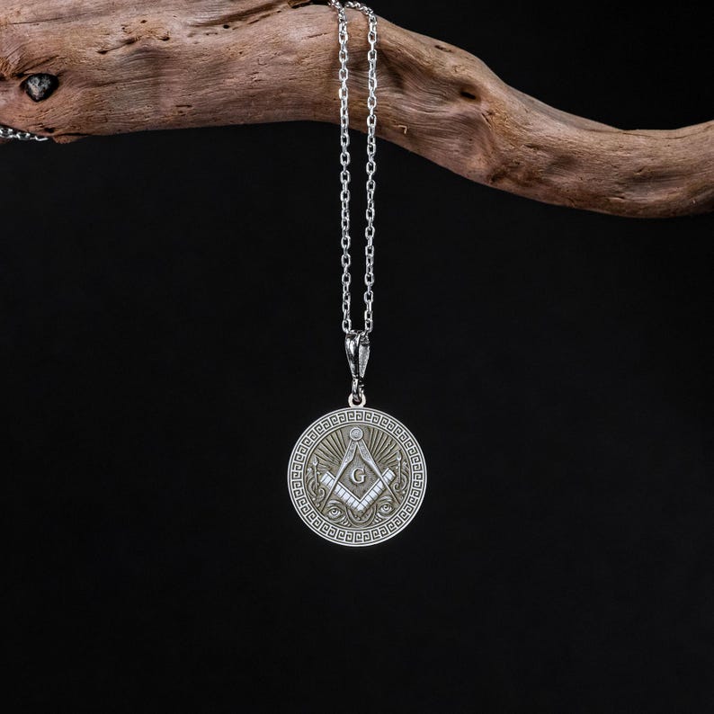 Sterling Silver Freemason Medallion Necklace: Masonic G Symbol, Square ...