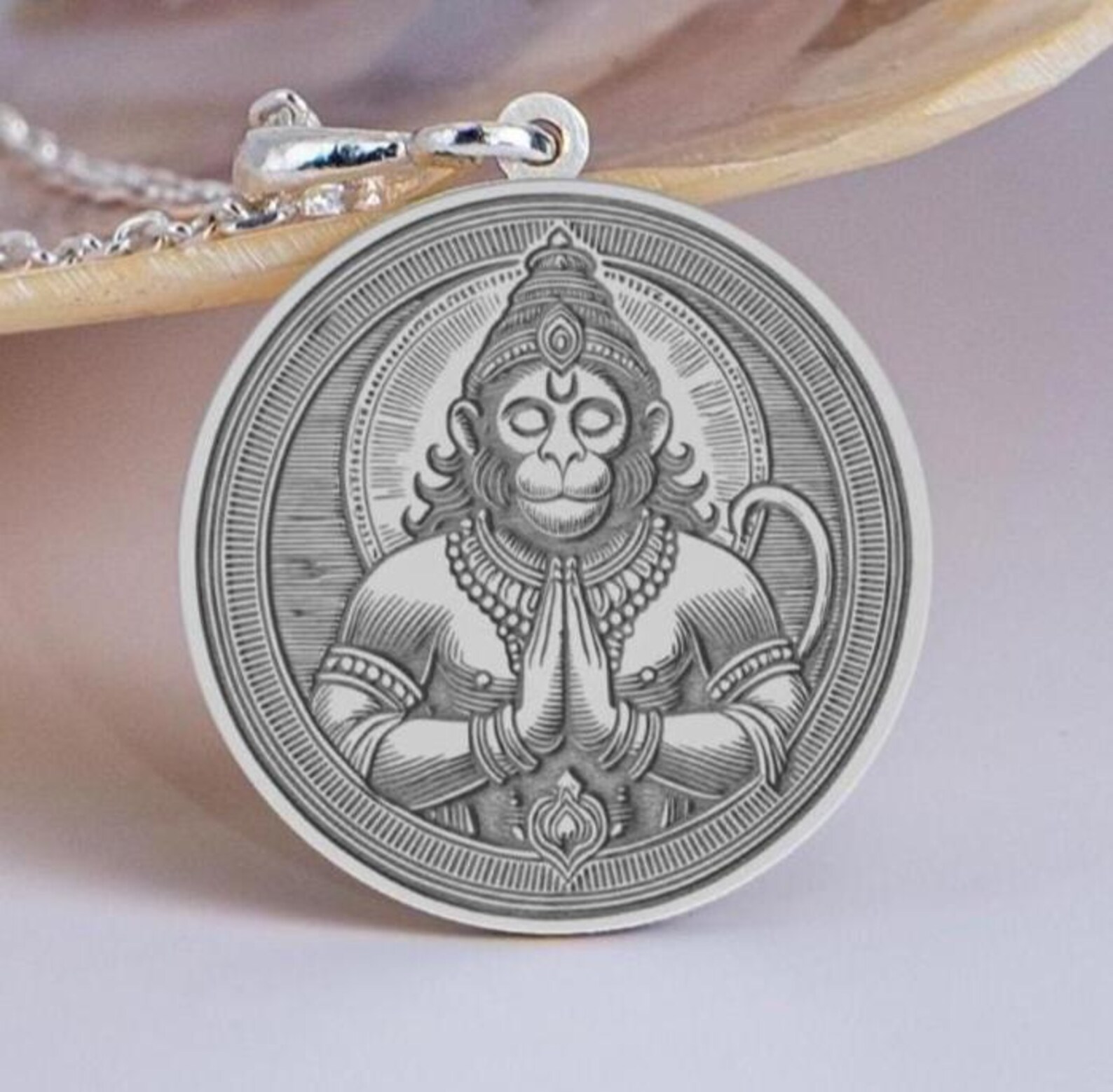 Sterling Silver Lord Hanuman Medallion Necklace: Hindu Yoga Jewelry - Etsy