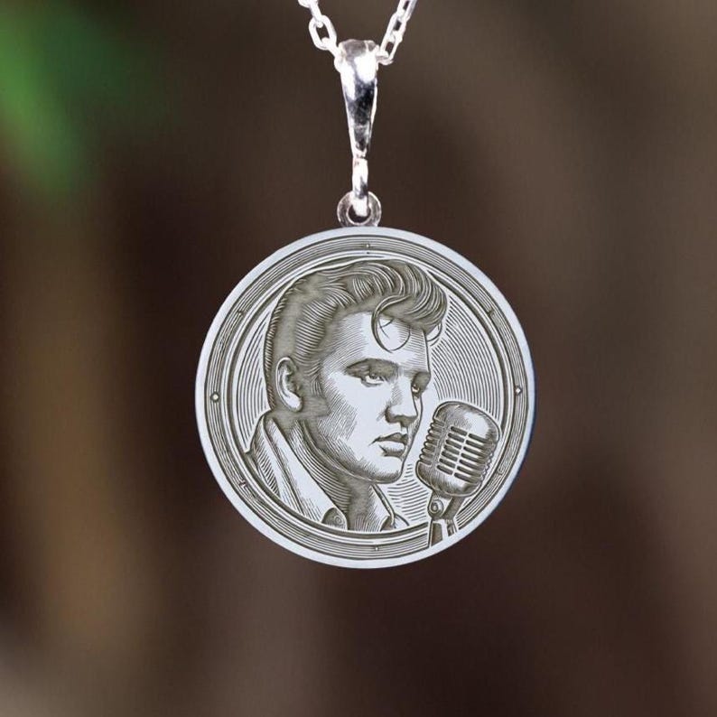 Sterling Silver Elvis Presley Medallion Necklace: Rock and Roll Legend ...