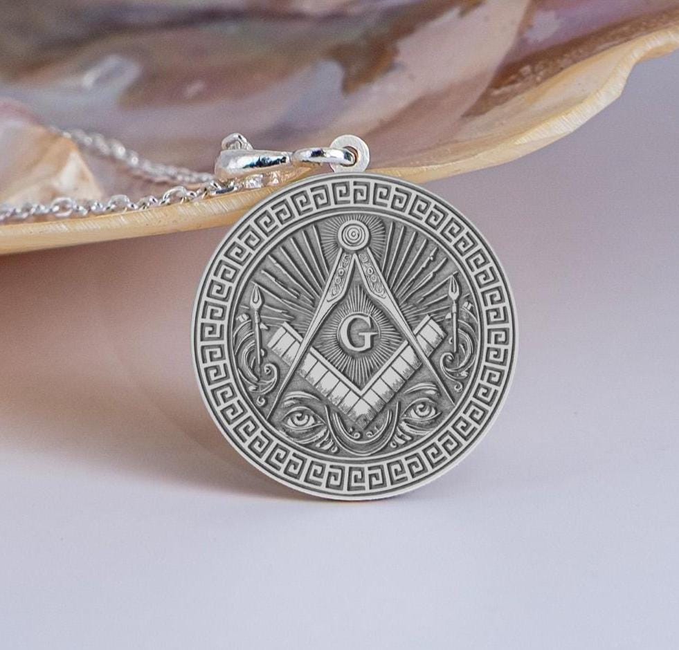Sterling Silver Freemason Medallion Necklace: Masonic G Symbol, Square ...