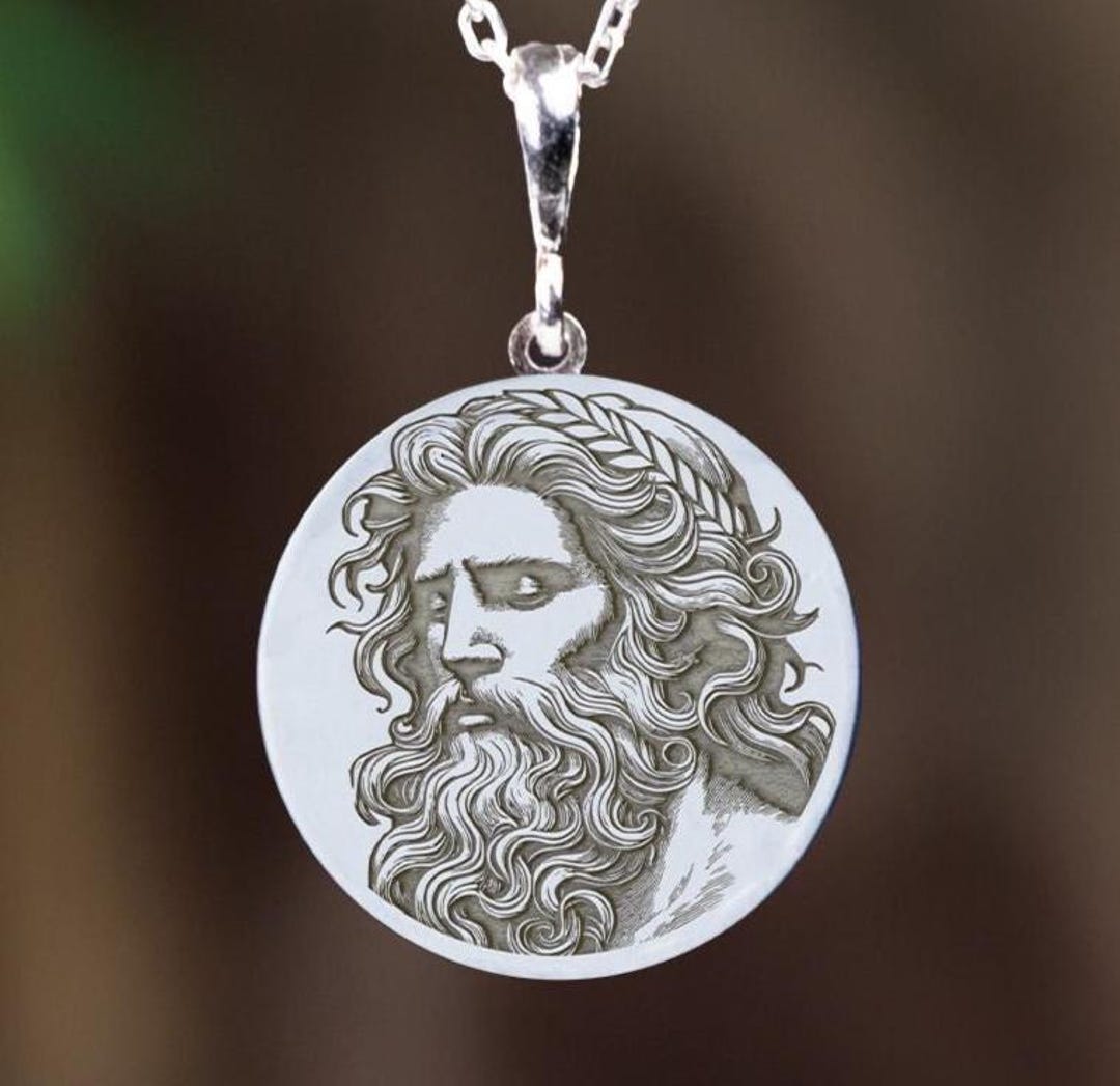 Silver Zeus Necklace, King of Gods Pendant, Ancient Power Amulet, Greek ...