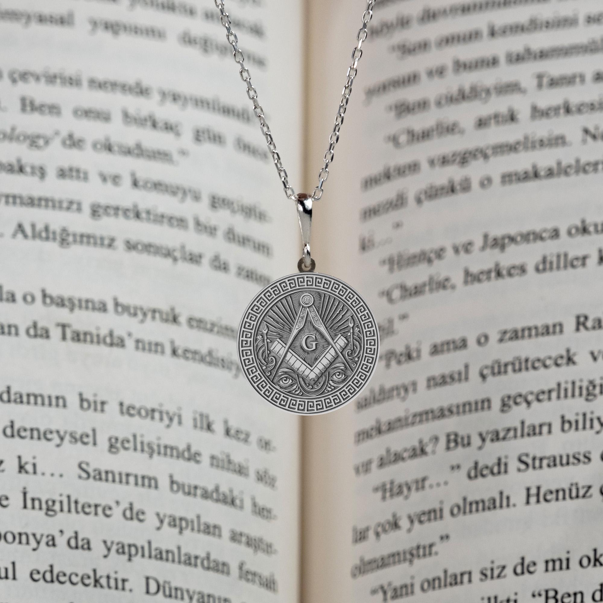 Sterling Silver Freemason Medallion Necklace: Masonic G Symbol, Square ...