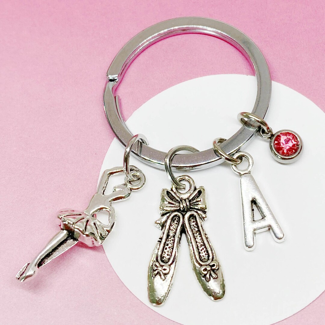 Personalized Ballet Keychain With Ballerina, Pointe Shoes & Custom ...