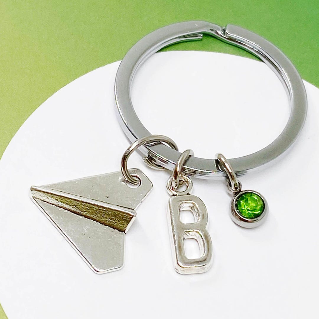 Personalized Paper Airplane Charm Keychain With Custom Initial ...