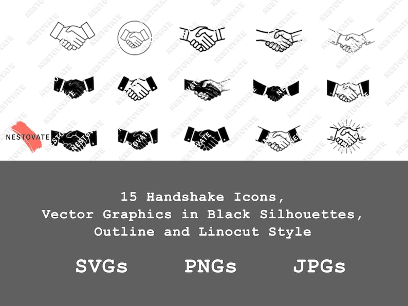Handshake Icon Set: Business Logo Clipart - SVG, PNG, JPG (digital ...