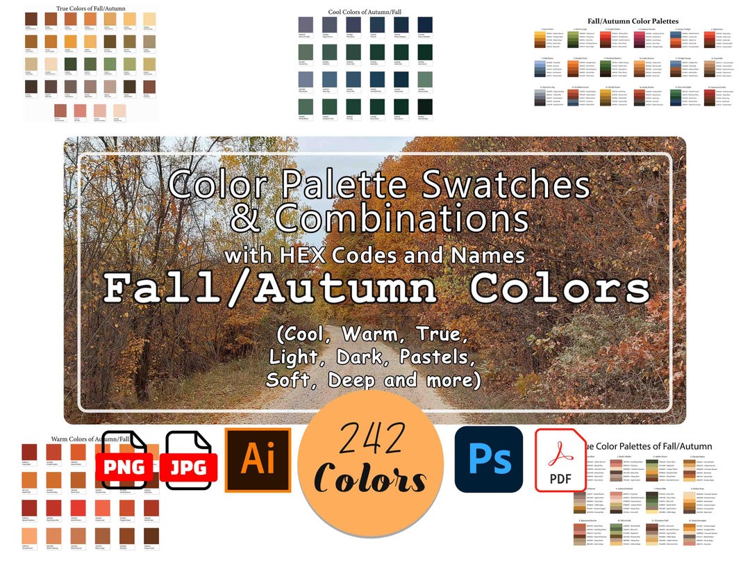 Fall Autumn Color Palette Combinations Bundle 242 Colors | Hex Codes ...