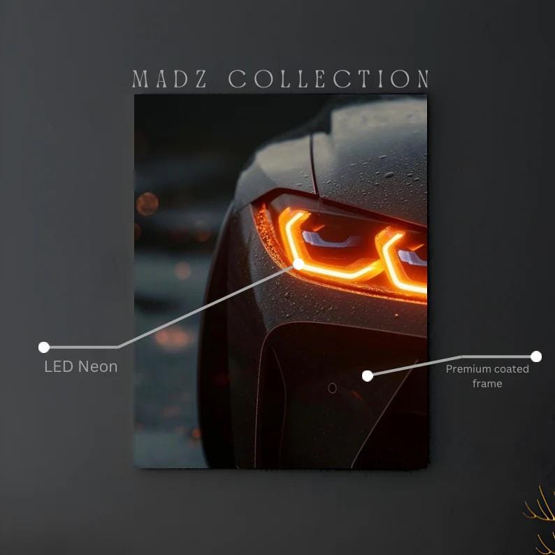Supercar LED NEON Wall Art - Modern Sports Car Decor for Garage, Office ...