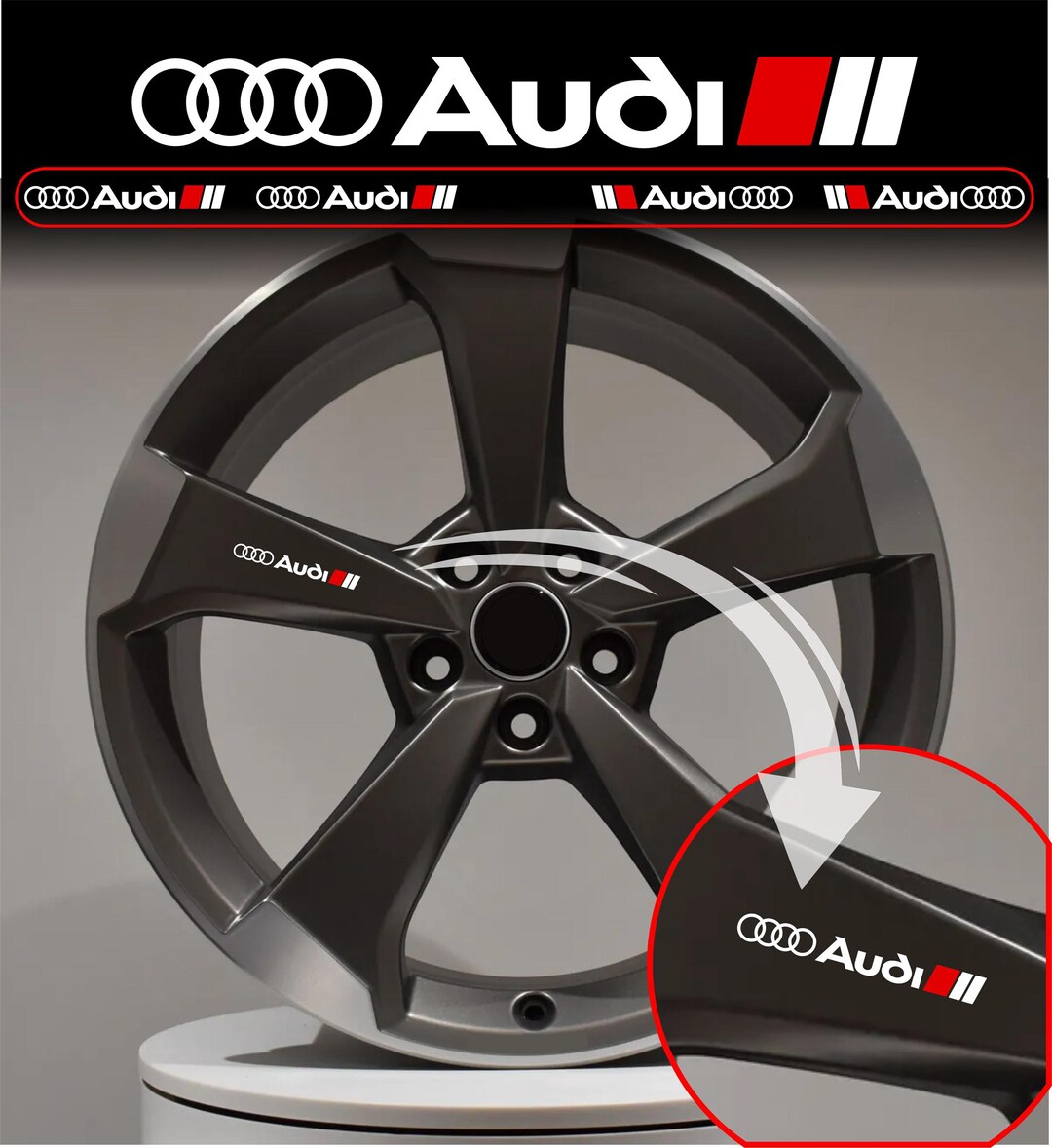 4x Audi 10cm S-line Alloy Wheel Rim Decal Stickers – Fits A3 A4 A6 A7 ...