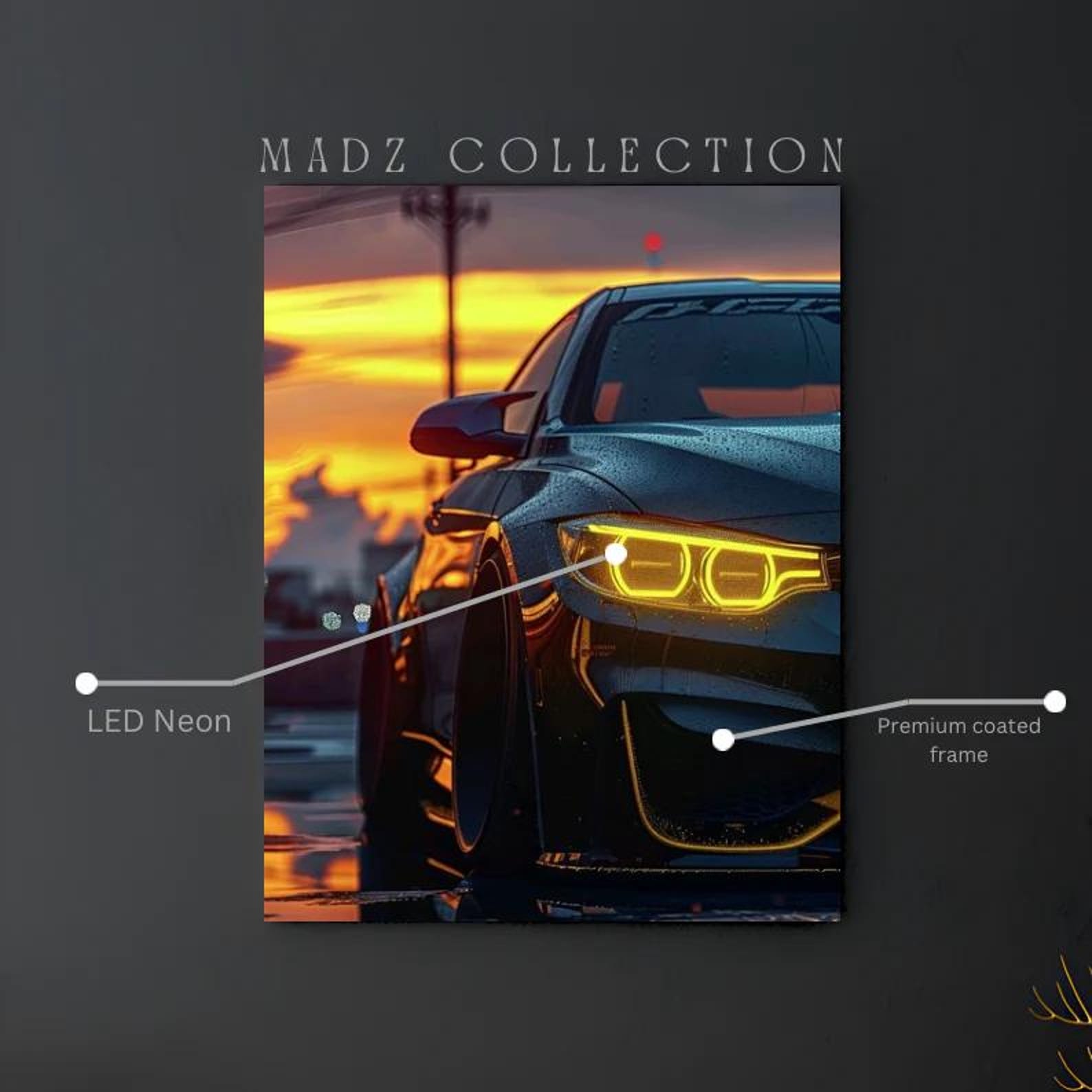 Supercar LED NEON Wall Art - Modern Sports Car Decor for Garage, Office ...