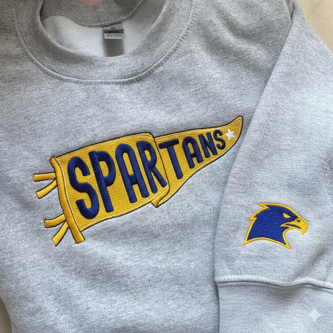 EMBROIDERED Custom Pennant Flag Mascot Sweatshirt, Cheer Team School ...