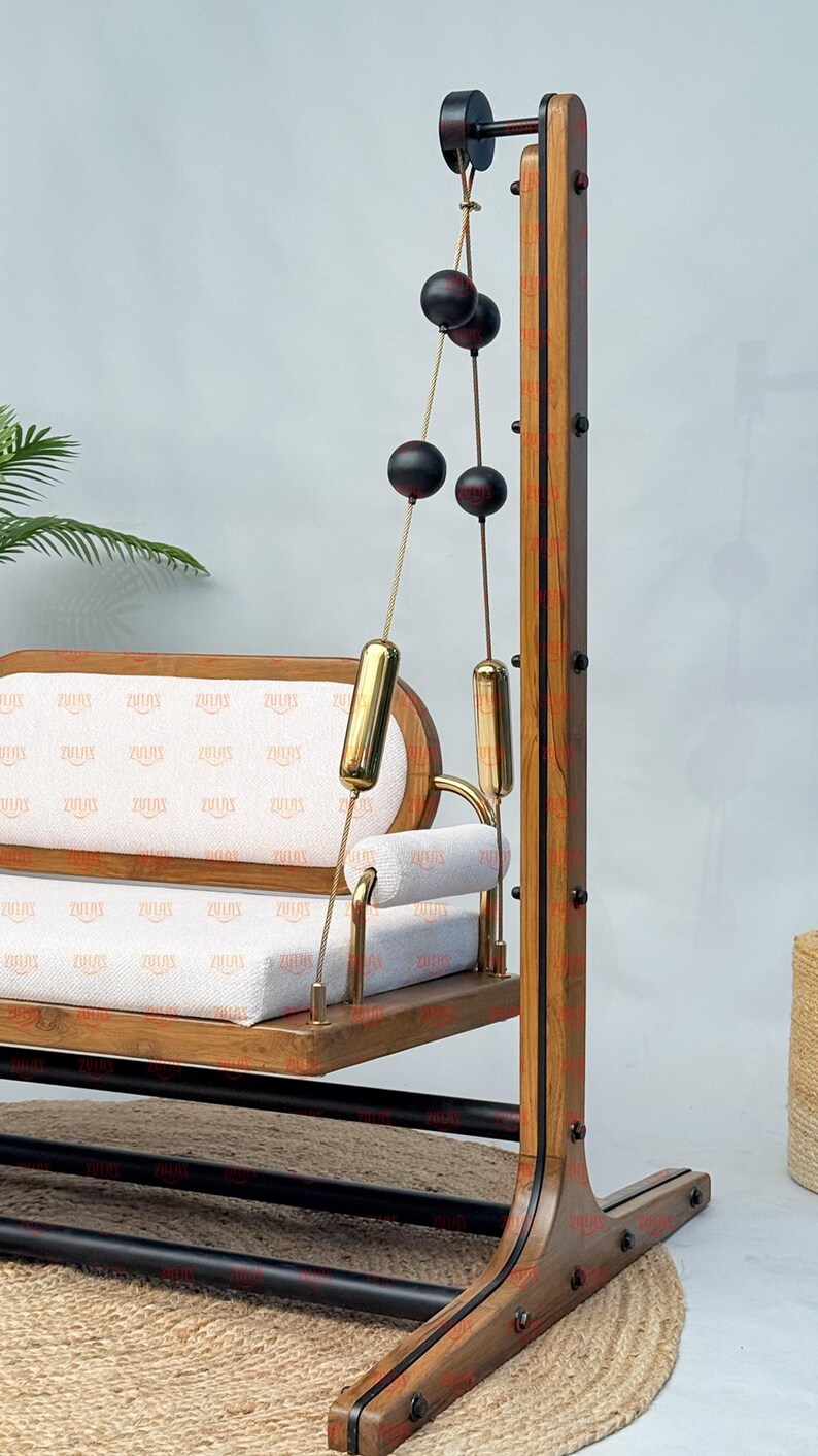 Modern Wood Capsule Swing With Stand | Freestanding Indoor Jhula - Etsy