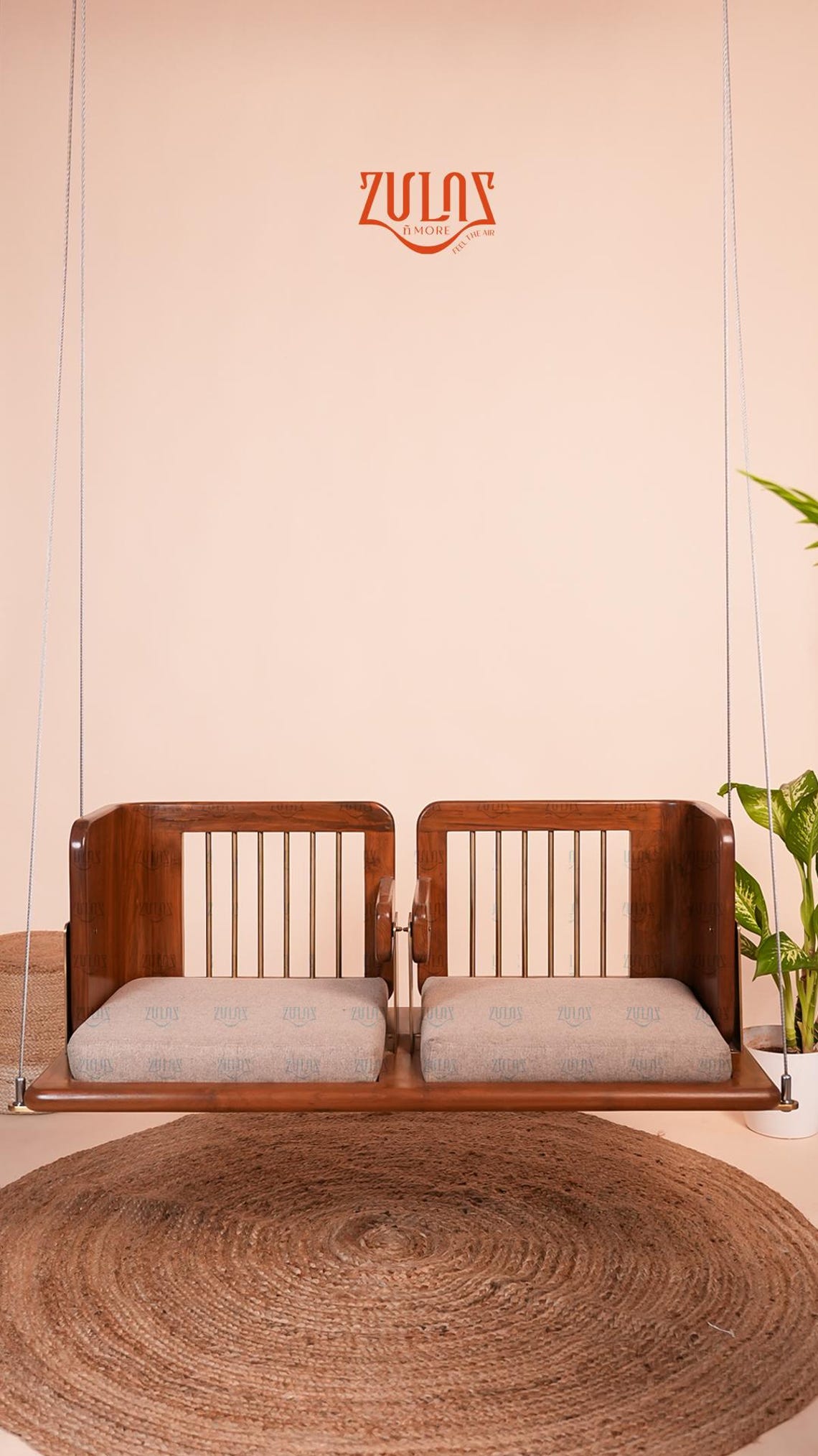 Teak Wood Indoor Swing | Reversible 2-seater Hanging Jhula - Etsy