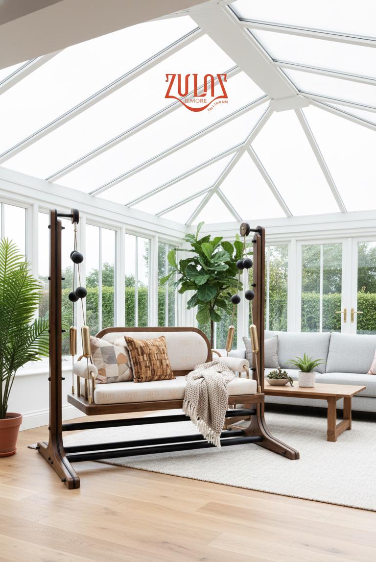Modern Wood Capsule Swing With Stand | Freestanding Indoor Jhula - Etsy