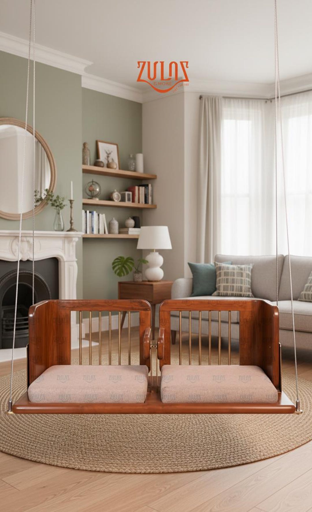 Teak Wood Indoor Swing | Reversible 2-seater Hanging Jhula - Etsy