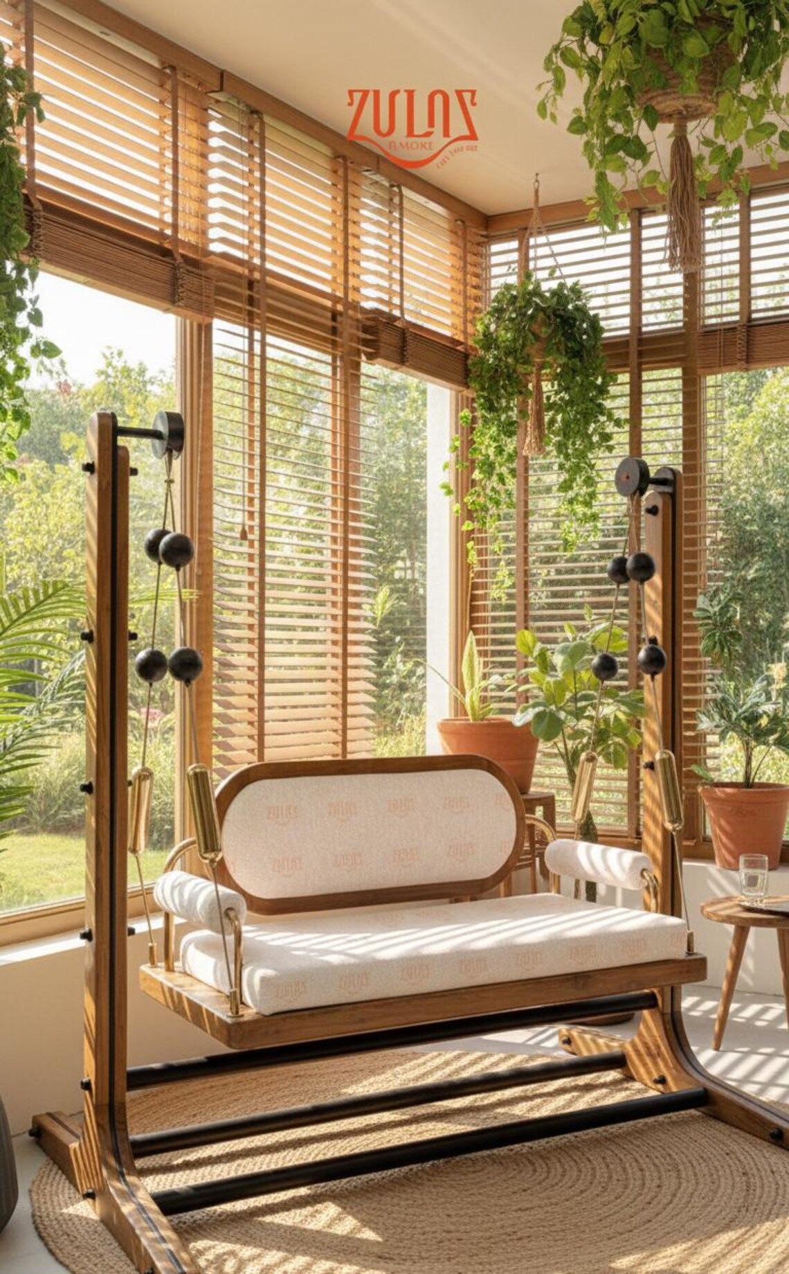Modern Wood Capsule Swing With Stand | Freestanding Indoor Jhula - Etsy