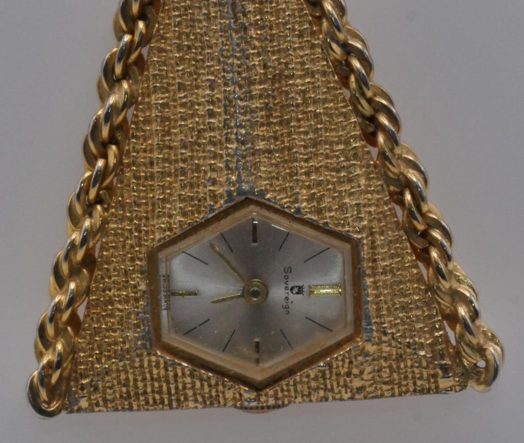 Vintage Sovereign Pendant Watch Gold Tone Necklace - Swiss Made ...