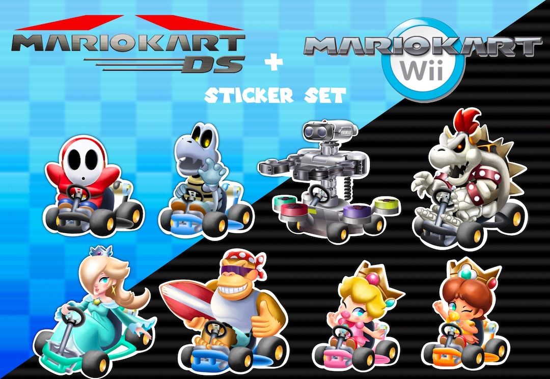 Mario Kart DS + Wii Newcomers Sticker Set - Shy Guy, Dry Bones, R.O.B ...