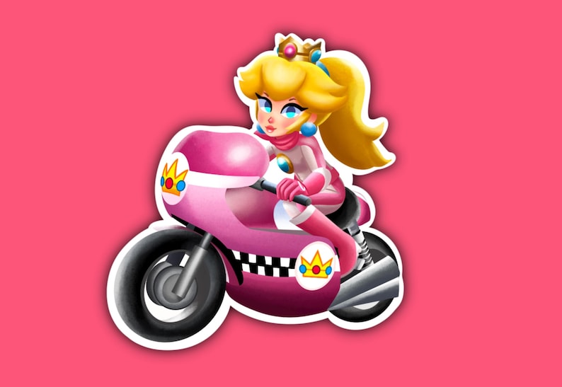Princess Peach Driving the Mach Bike - Mario Kart Wii Sticker - Etsy Canada