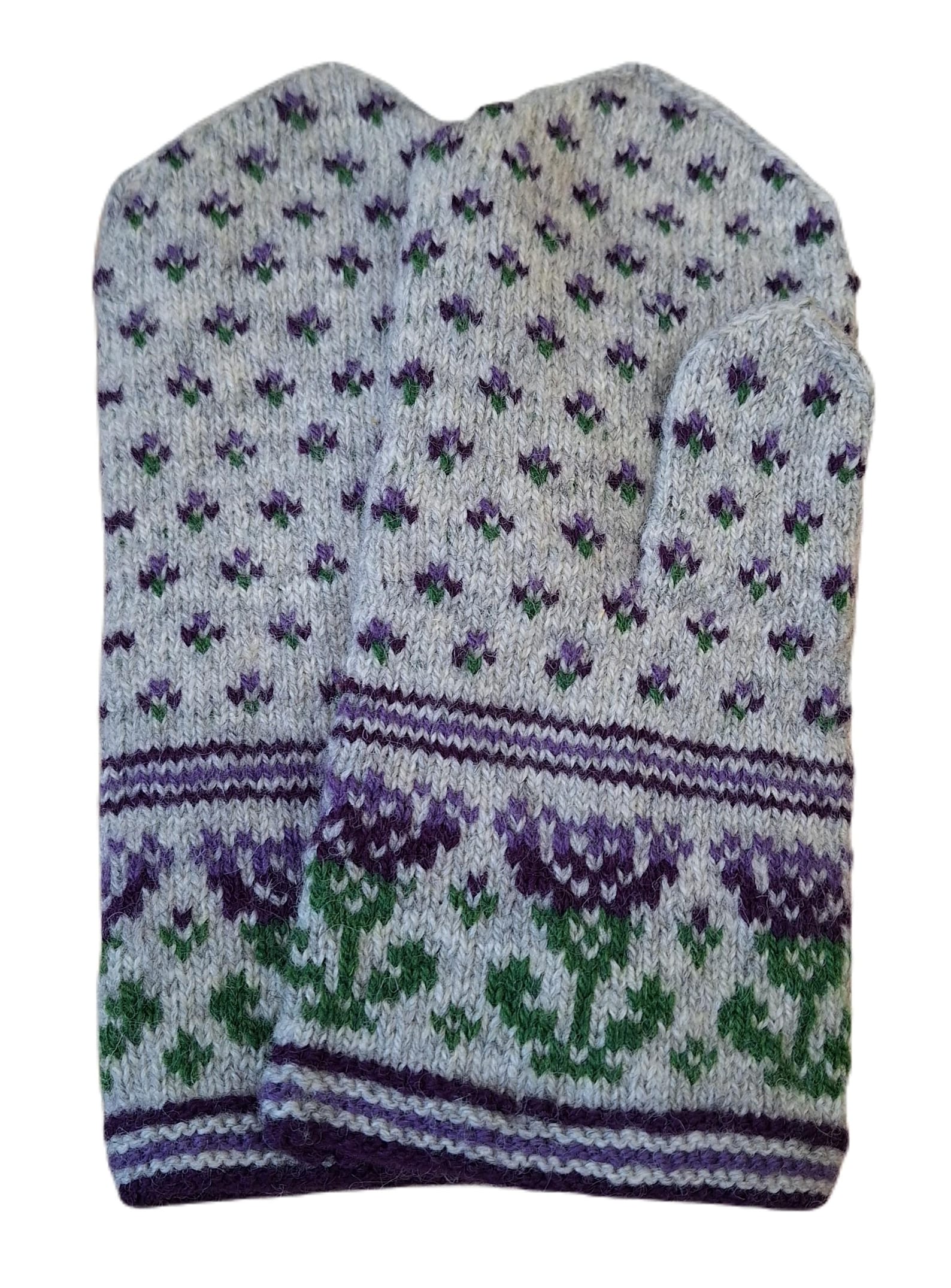 Knit Mittens Kit – Scottish Thistle Motif | Includes Yarn, Colour Chart ...